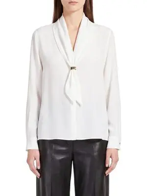 Max Mara Max Mara Pussy-Bow Silk Shirt With Long Sleeves White