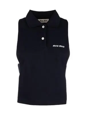 Miu Miu Sleeveless Embroidered Polo Top - Multicolor