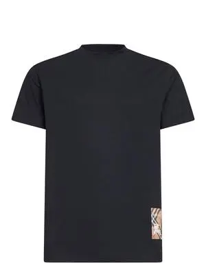 Burberry Black Cotton Check Patch T-shirt - Multicolor