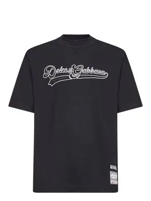 Dolce & Gabbana Black Cotton Jersey Logo T-shirt - Multicolor