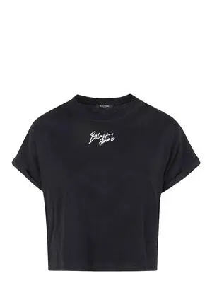 Balmain BALMAIN Logo Cotton Cropped T-Shirt Multicolor