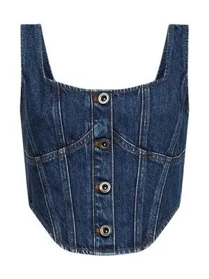 SELF-PORTRAIT Denim Corset Top - Multicolor