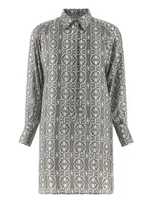 Max Mara Grembo Silk Twill Mini Dress - Gray