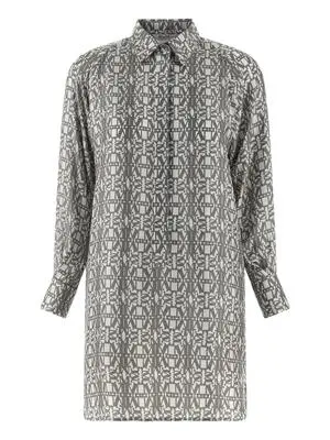 Max Mara Grembo Silk Twill Mini Dress - Gray