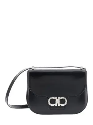 FERRAGAMO Ferragamo Women Black Crossbody Bag With Adjustable Strap And Gancini Plaque On Front In Leather For Women Black