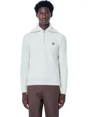 Moncler Ribbed Cotton Sweater - White