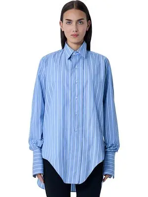 MAISON MARGIELA Striped Cotton Poplin Button-down Shirt - Blue