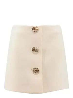 Gucci Wool Crêpe Skirt With Double G Buttons - Multicolor