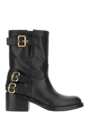Chloé Leather Buckled Boots - Multicolor
