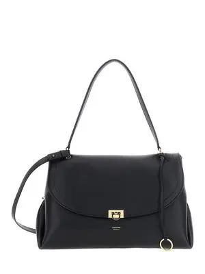 FERRAGAMO Ferragamo Women Black Shoulder Bag With Adjustable Strap And Gancini Buckle Closure In Leather For Women Multicolor