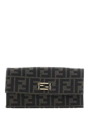 Fendi Ff Canvas Crossbody Bag With Chain Strap - Brown