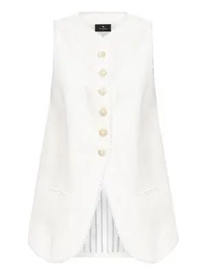 Etro Linen Button-down Waistcoat - White