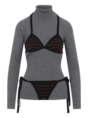 Moschino Virgin Wool Turtleneck Sweater - Gray