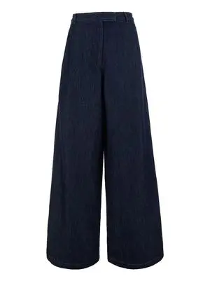 Dries Van Noten Penn' Blue Jeans With Logo Patch On The Back And Wide Leg In Denim For - Multicolor