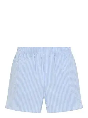 AMI Paris Elasticated Striped Poplin Shorts - Blue