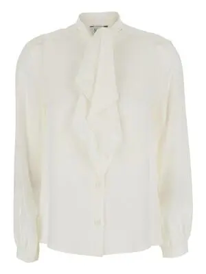 MAX MARA Max Mara Women White Shirt With Scarf Collar And Long Sleeves In Silk For Women