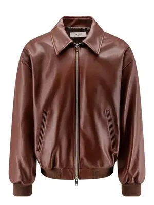 Celine Teddy Leather Jacket - Brown