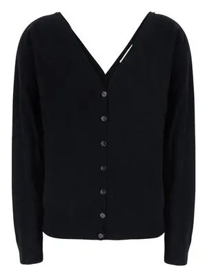 LISA YANG Lisa Yang Women 'Jiani' Black Cardigan With V-Neck On Front And Back In Cashmere For Women