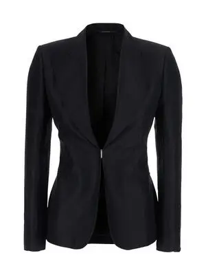Gucci Black Single-breasted Jacket With Peak Revers And Hook Closure On The Front In Silk For - Multicolor
