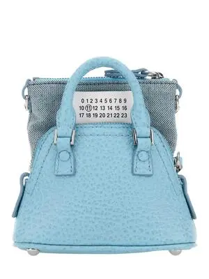 MAISON MARGIELA Leather And Fabric 5ac Classique Baby Handbag - Blue