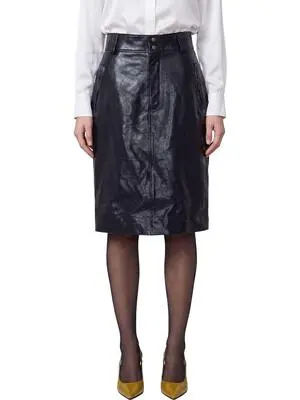 Saint Laurent High-waisted Leather Pencil Mini Skirt With Buttons - Black