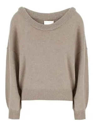 LISA YANG Lisa Yang Women 'Doria' Beige Sweater With Wide Neckline And Off-Shoulder Design In Cashmere For Women Cream