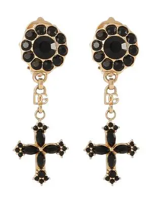 Dolce & Gabbana Cross Pendant Earrings - Black