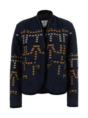 FORTE_FORTE Samarcanda' Black Jacket With Geometric Embroidery With Beads In Blend Cotton For - Multicolor