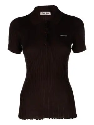 Miu Miu Ribbed Knit Polo Shirt - Multicolor