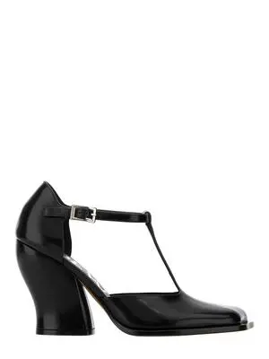 Loewe Leather T-bar Pumps - Black