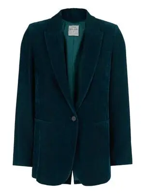 FORTE_FORTE Blue Single-breasted Jacket With Peak Revers In Corduroy For - Multicolor