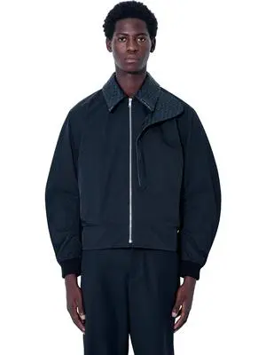 Bottega Veneta Intrecciato Leather-trimmed Twill Blouson Jacket - Black