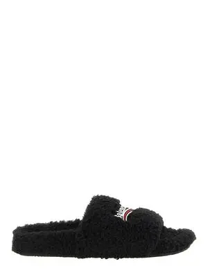 Balenciaga Furry Open Sandals - Black