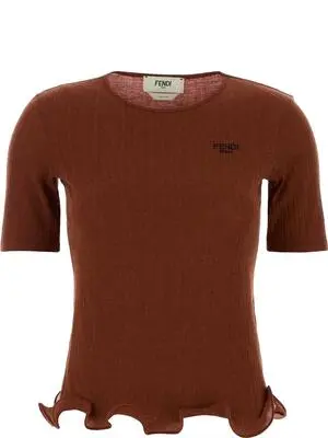 Fendi Brick Wool Top - Red