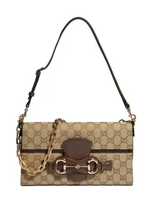 Gucci Ristretto Gg Fabric Shoulder Bag - Brown