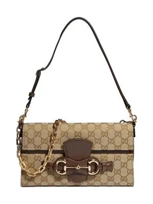 Gucci GUCCI GG Fabric Shoulder Bag Brown