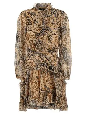 Etro Ruffle Detail Mini Dress - Multicolor