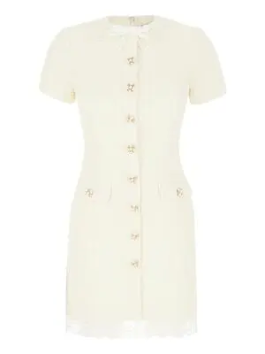 SELF-PORTRAIT Short Sleeve Lace Trim Dress - Multicolor