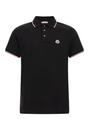 Moncler Tricolor Trim Polo Shirt - Black