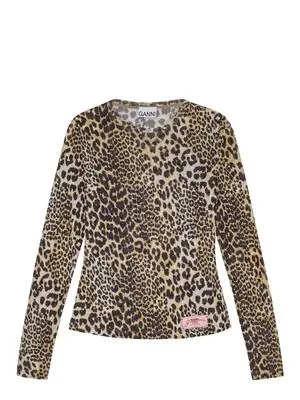 GANNI Leopard Print Top - Multicolor