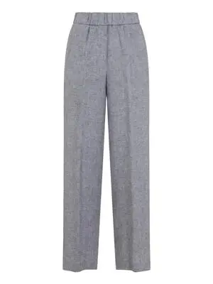 Peserico Linen Straight Pants - Blue