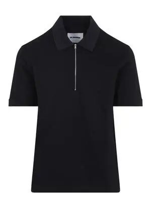 JIL SANDER Jil Sander Knitted Collar Polo Men Blue