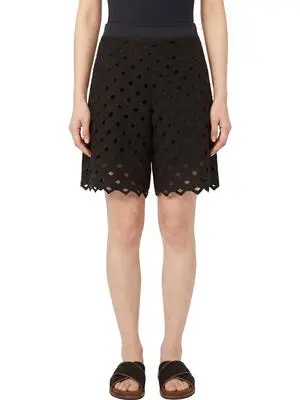 Max Mara High-waisted Perforated Cotton-blend Shorts - Black