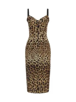 Dolce & Gabbana Animal-print Corset Dress - Brown