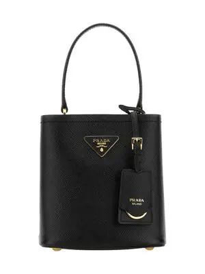 Prada Leather Small Panier Handbag - Black