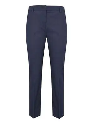 Max Mara Cecco Cropped Cotton Gabardine Trousers - Blue