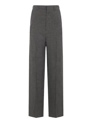 Balenciaga Checkered Lyocell Trousers - Green