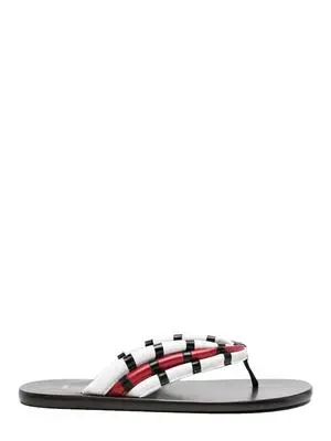 JUDE Leather Flat Sole Striped Straps Shoes - Brown