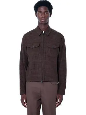 Moncler Checked Zip-up Jacket - Brown