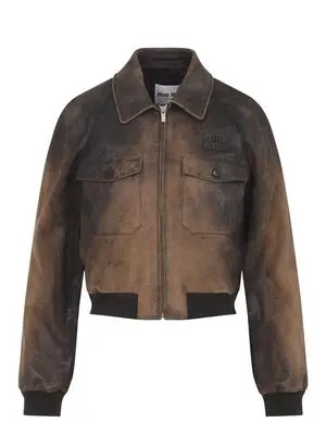 Miu Miu Lamb Leather Jacket - Brown